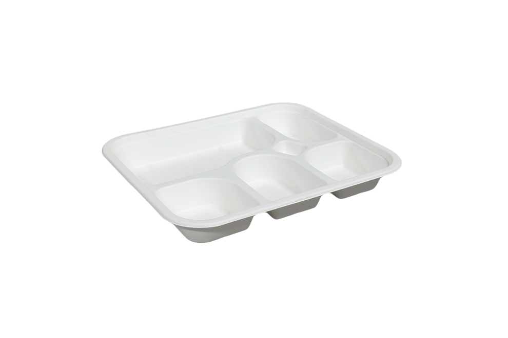 5 Compartment Bagasse Meal Tray 100% Compostable – Pax Hospitality